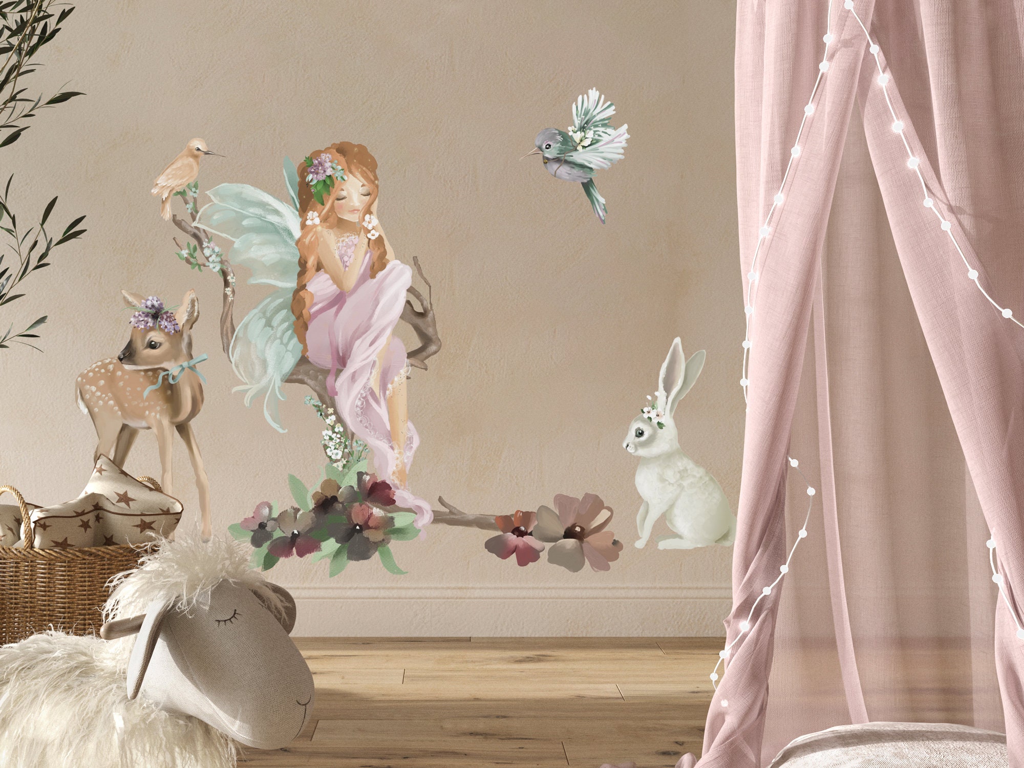 Fairy Animal Scene Wall Stickers Fairy Wall Decor Fairy Wall - Etsy