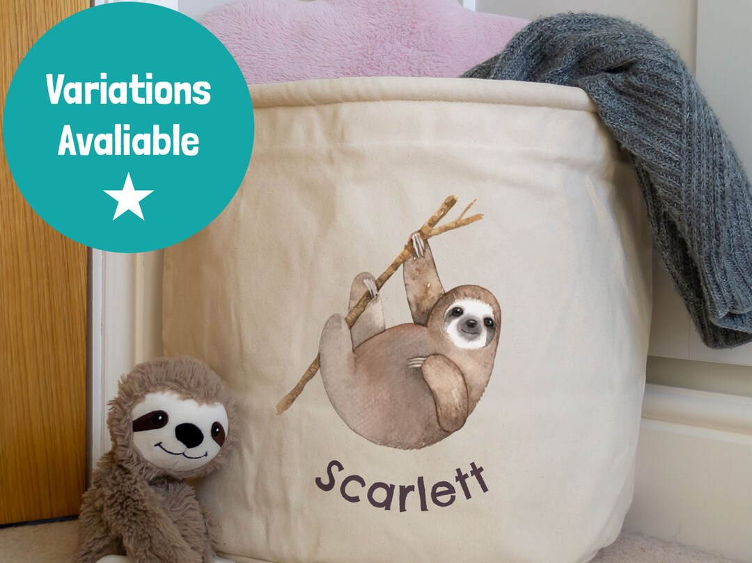Personalised Sloth Storage Trug, Personalised Storage Basket, Sloth ...