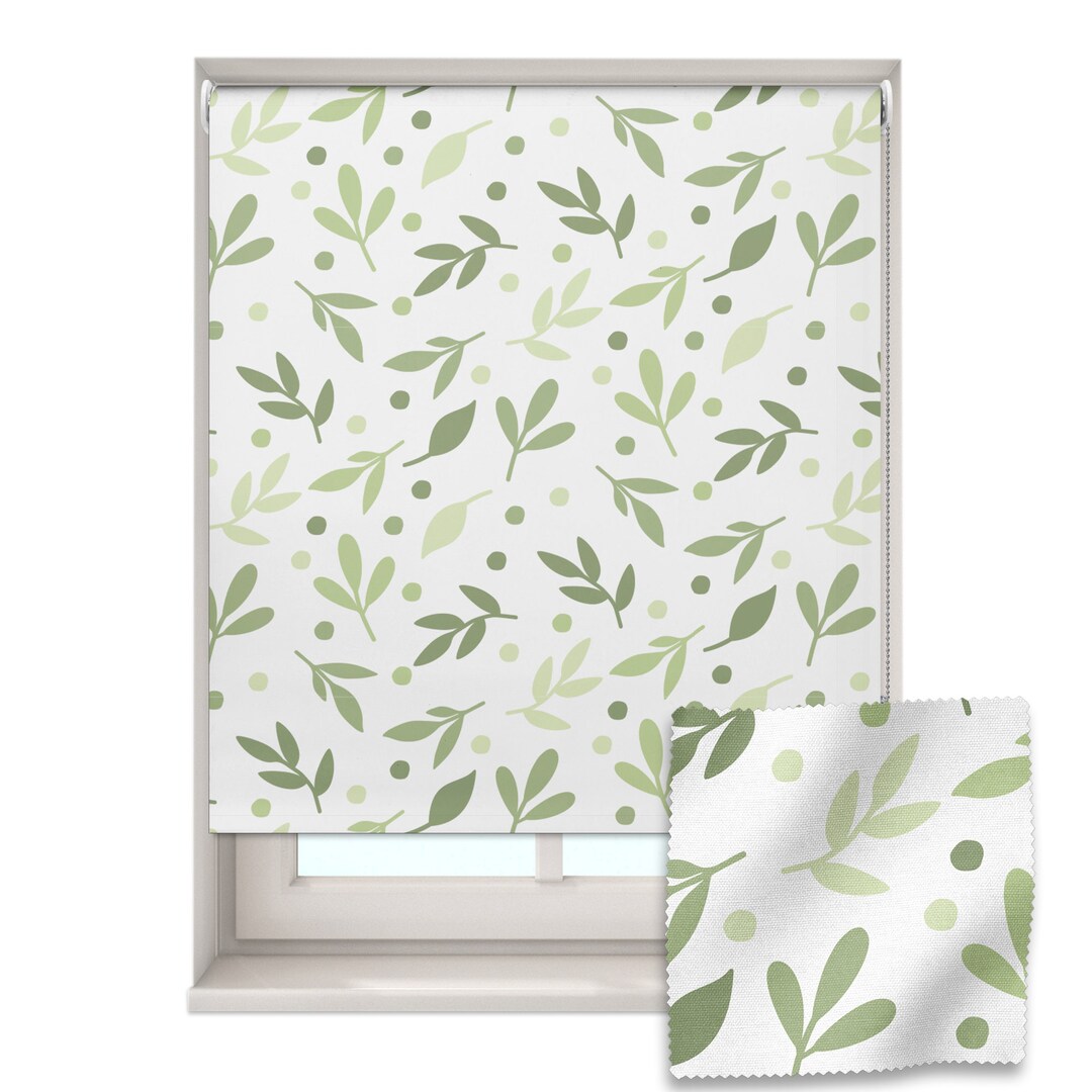 Green Leaves Roller Blind, Leaf Pattern Roller Blind, Green Roller Blind, Children's Roller ...