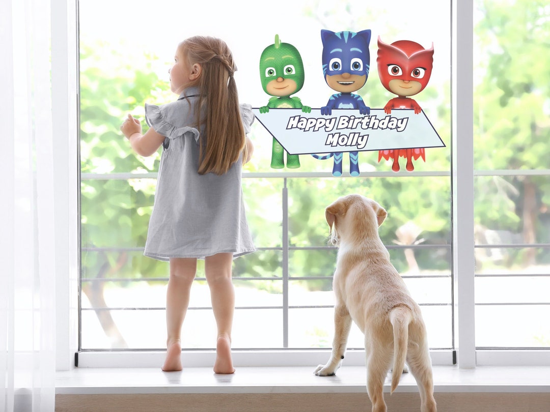 PJ Masks Birthday Window Sticker, PJ Masks Birthday Party, PJ Window ...
