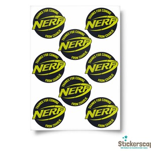 Personalised Nerf Party Label Pack, Nerf Thank You Labels, Nerf ...