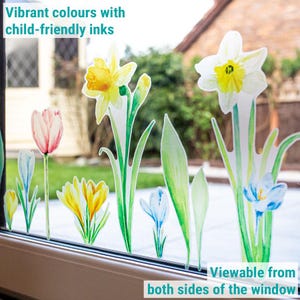 Spring Window Stickers – Daffodils and Duck Easter Window Stickers ...