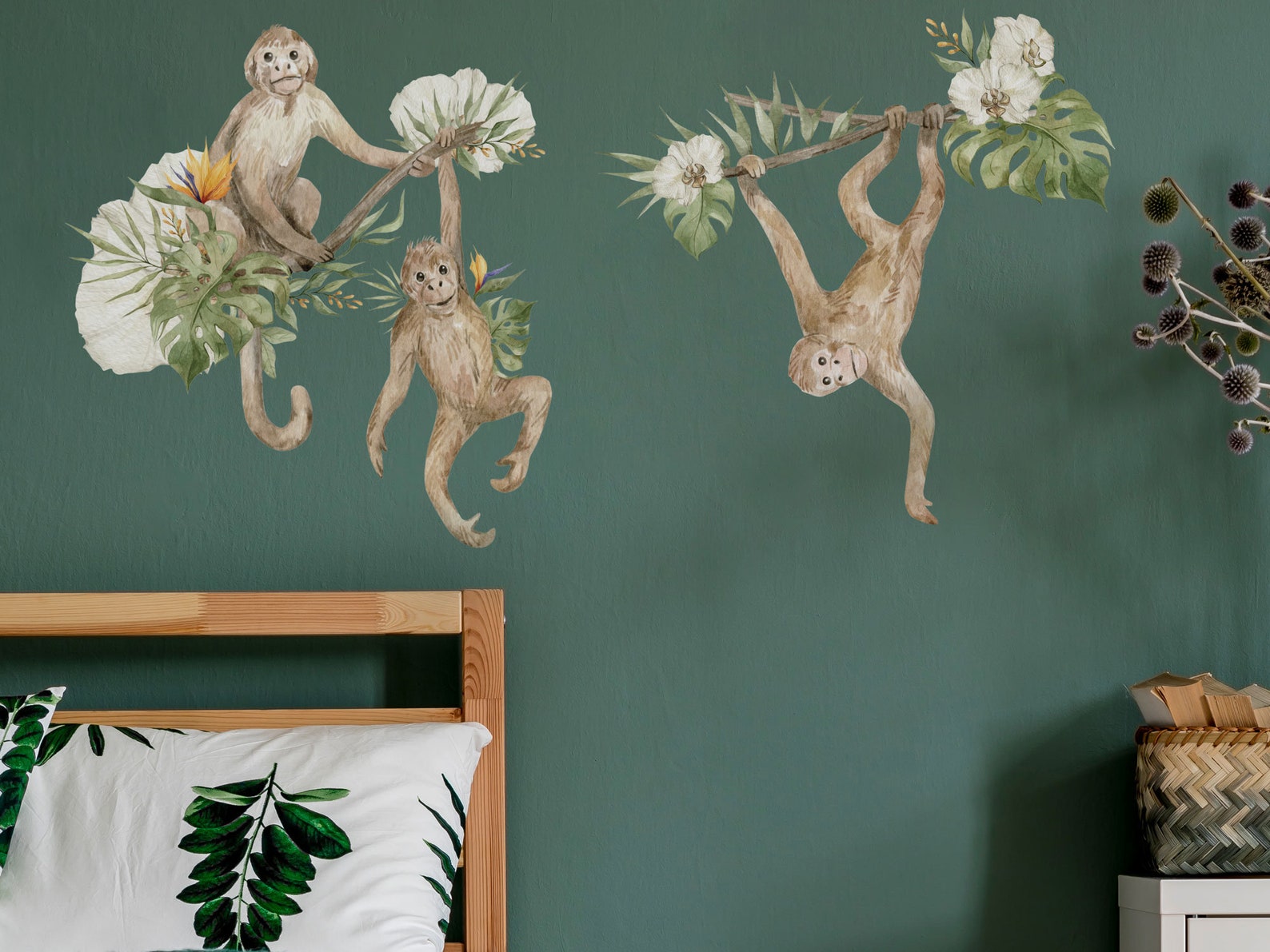 Watercolour Monkeys Wall Sticker Pack Jungle Wall Stickers - Etsy