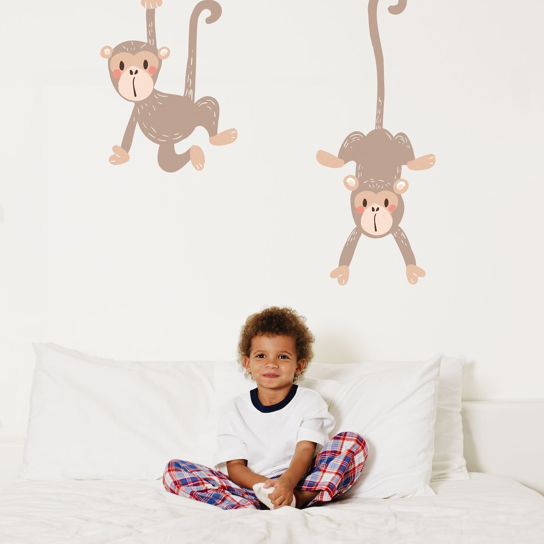 Monkey Wall Sticker Pack - Jungle Wall Sticker, Monkey Wall Decal - Etsy
