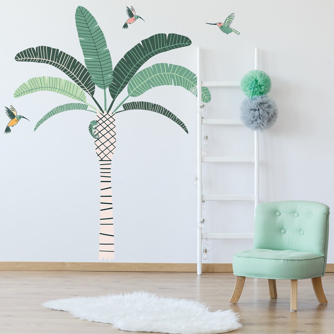 Tropical Palm Tree Wall Sticker Pack Jungle Wall Stickers - Etsy