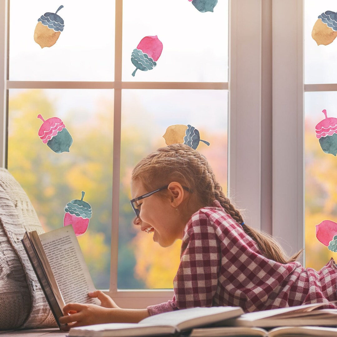 Autumn Acorn Window Sticker Pack, Autumn Window Stickers, Autumn ...