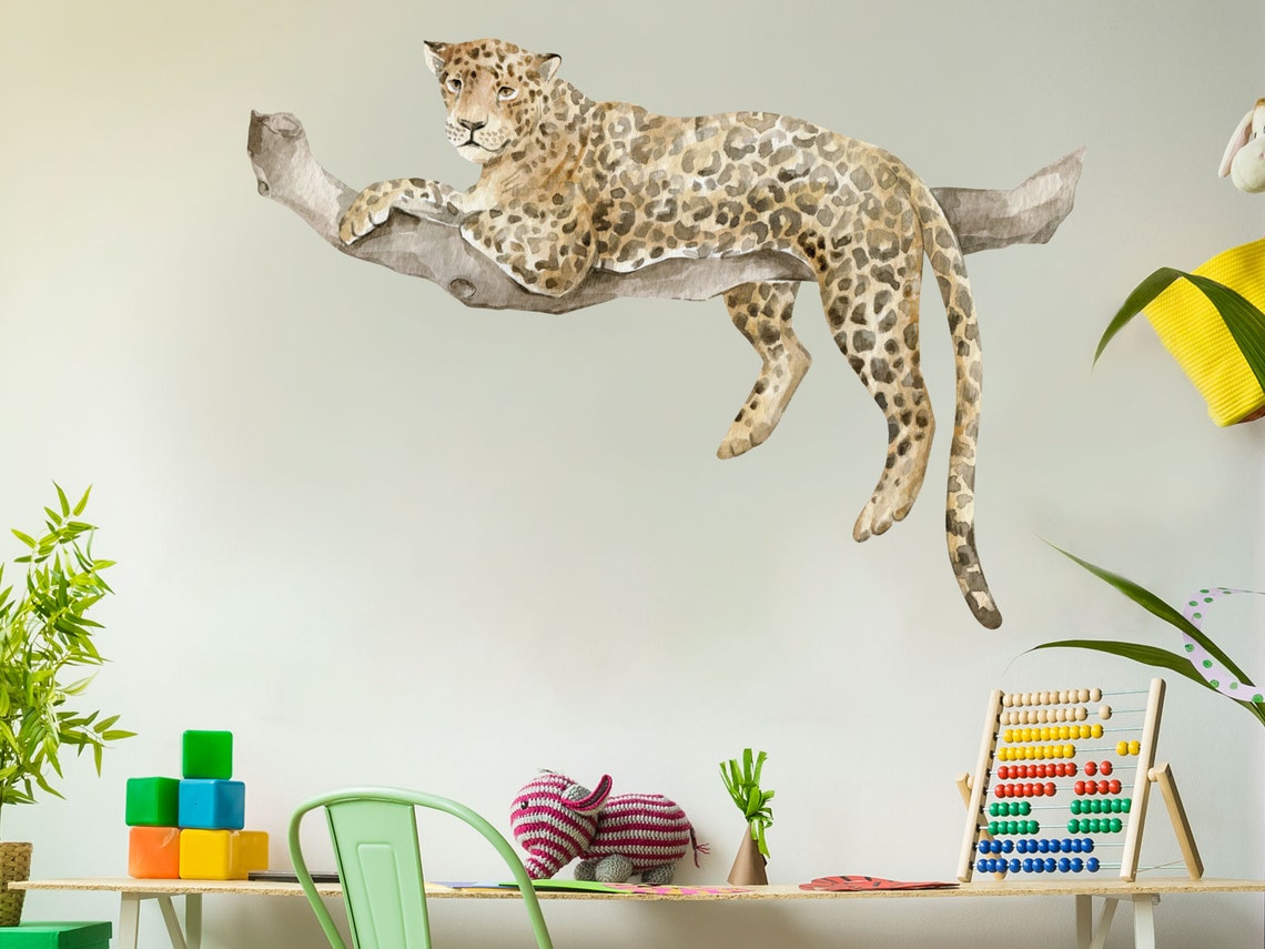 Resting Cheetah Wall Sticker Pack Jungle Wall Stickers - Etsy
