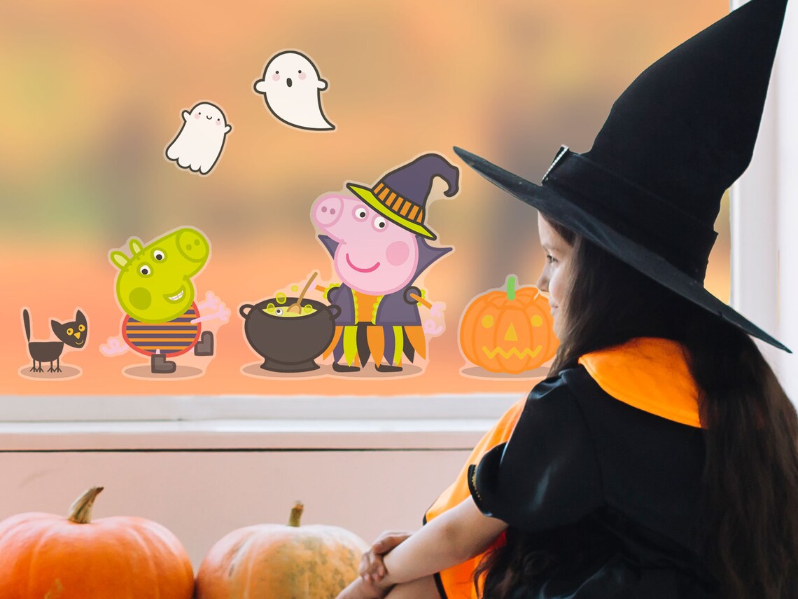Peppa Pig and George Halloween Window Sticker Halloween Peppa - Etsy UK