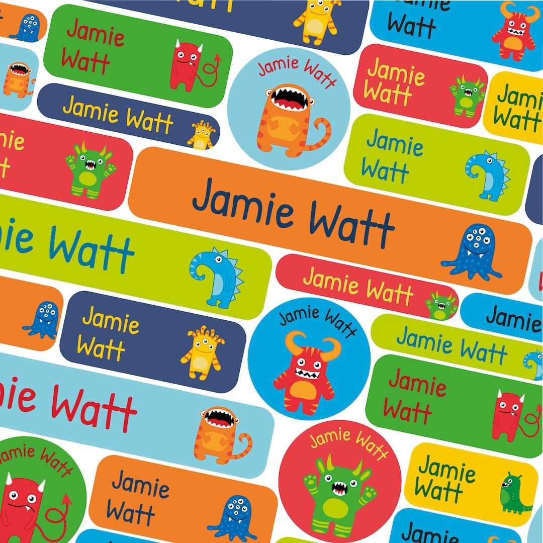 Personalised Monster Name Labels School Name Tags School Etsy UK personalised-monster-name-labels-school-name-tags-school-etsy-uk