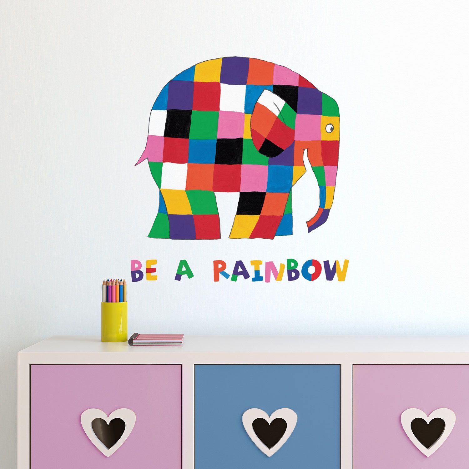 Elmer Be a Rainbow Wall Sticker, Elmer the Patchwork Elephant Wall ...