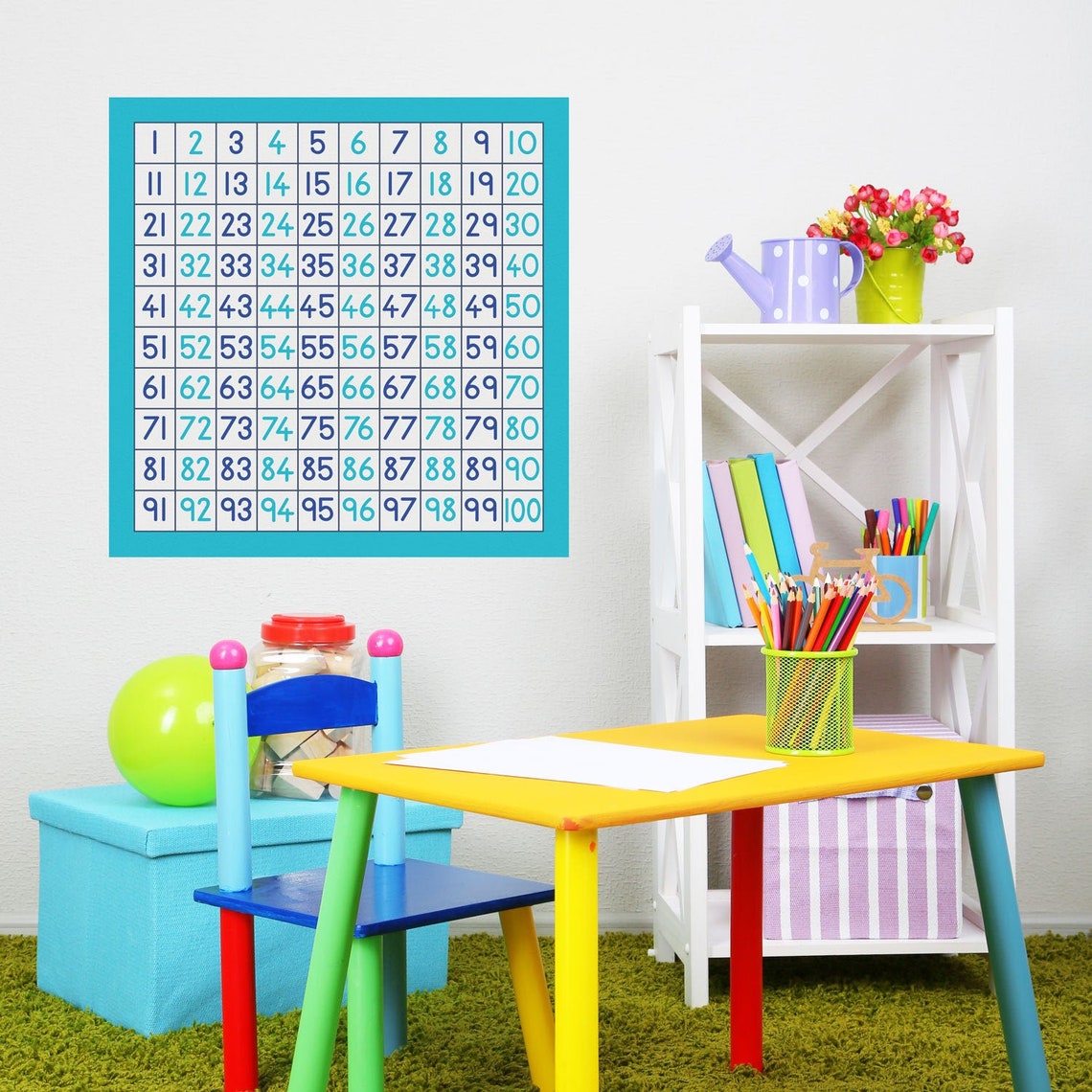 100 Square Wall Sticker, 100 Square Wall Decal - Etsy