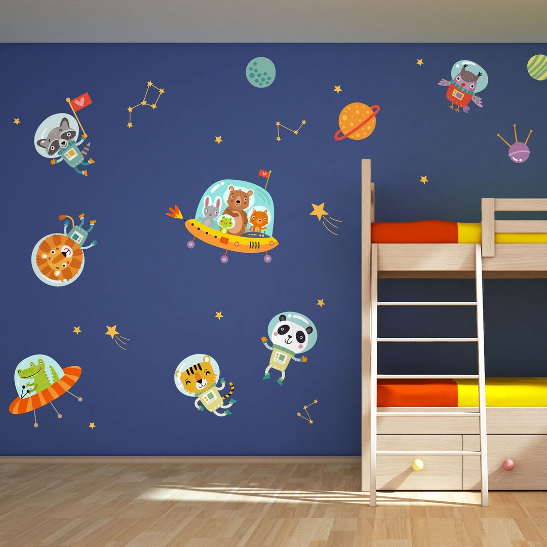 Space Animals Wall Sticker Pack, Cute Space Wall Stickers - Etsy