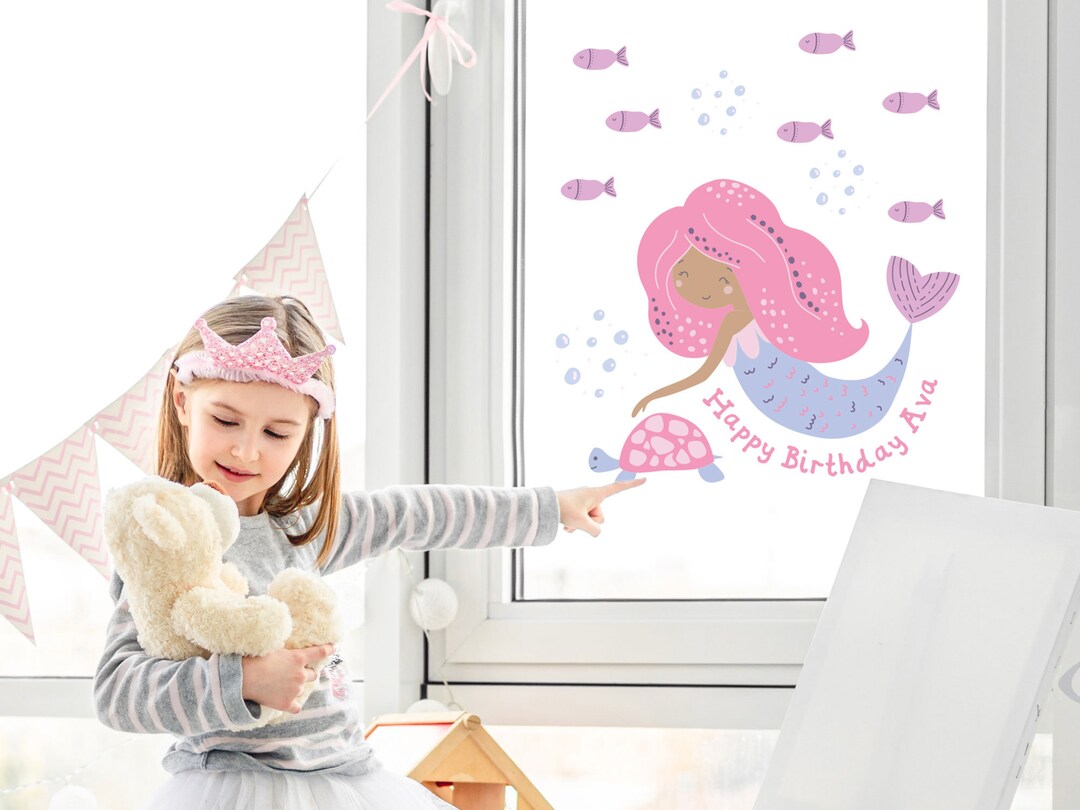 Personalised Mermaid Party Window Sticker, Mermaid Birthday Party ...