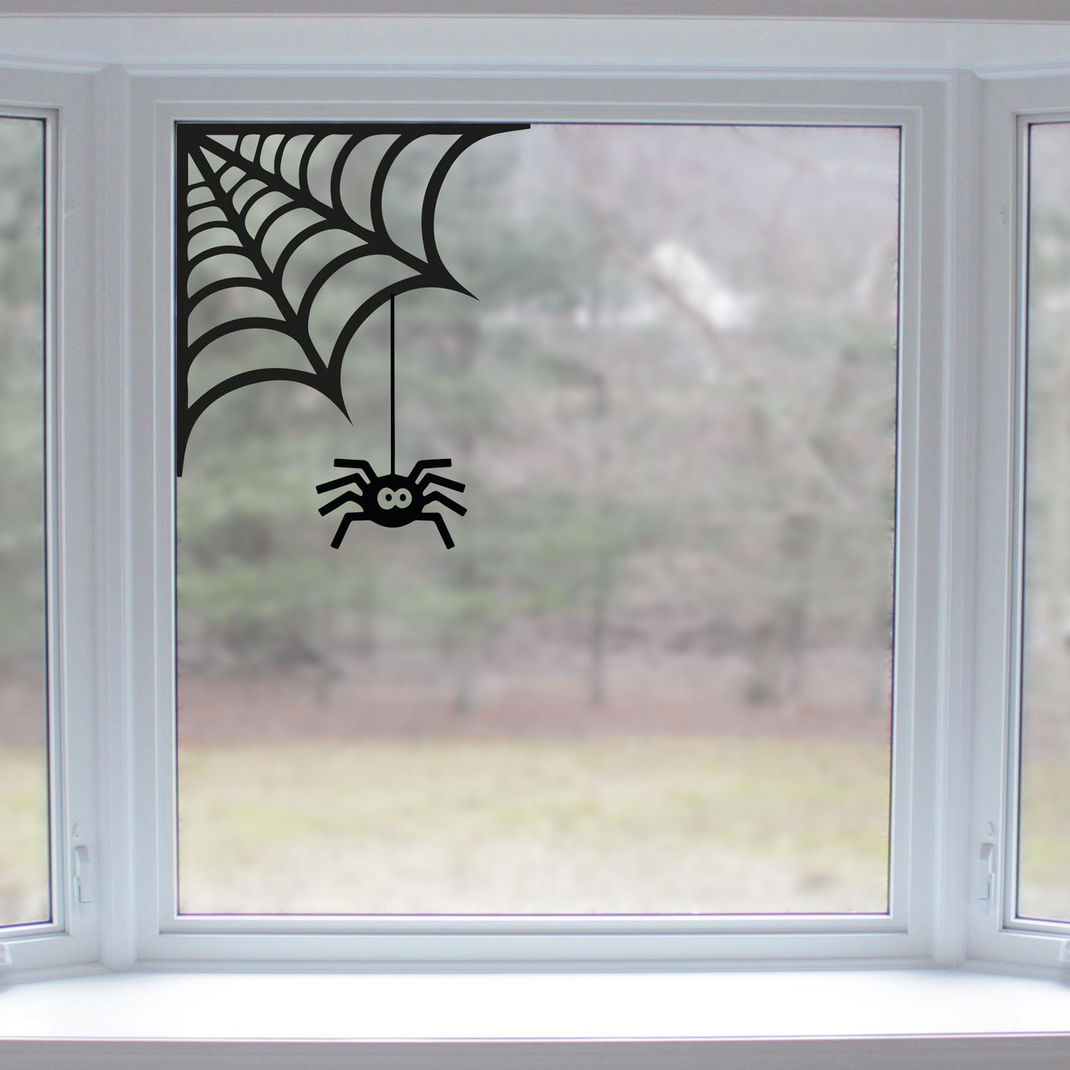 Spider and Cobweb Window Sticker, Halloween Window Stickers, Halloween ...