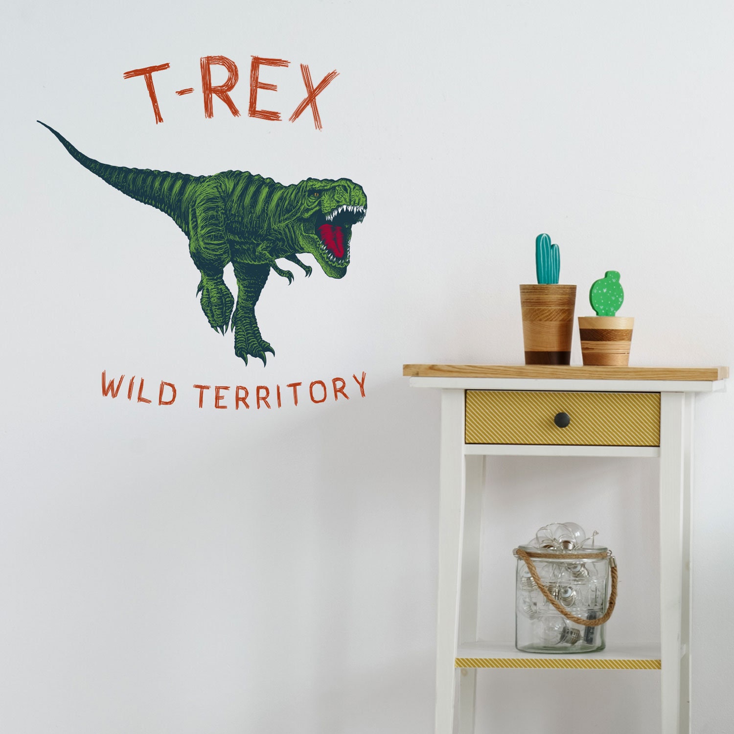 T-rex Wild Territory Dinosaur Wall Sticker, Dinosaur Wall Decal - Etsy