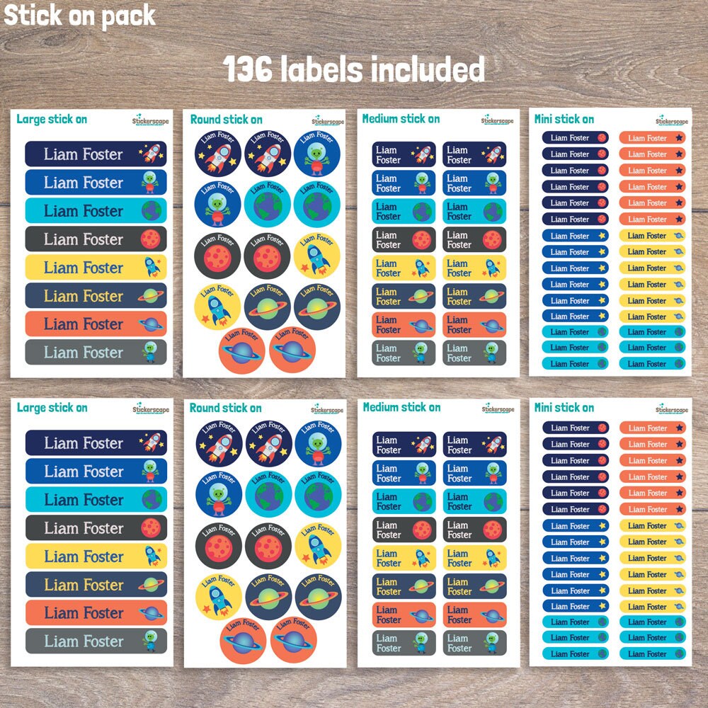 Personalised Space Name Labels School Name Tags School Name | Etsy