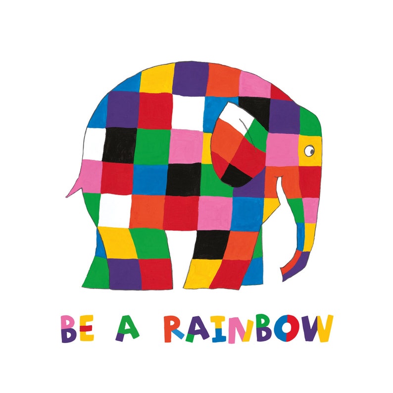 Elmer Be a Rainbow Wall Sticker, Elmer the Patchwork Elephant Wall ...