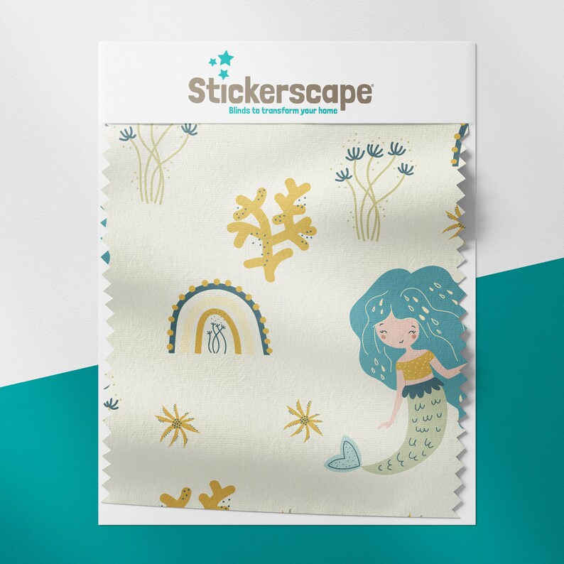 Mermaids and Rainbows Roller Blind, Mustard and Blue Mermaid Roller ...