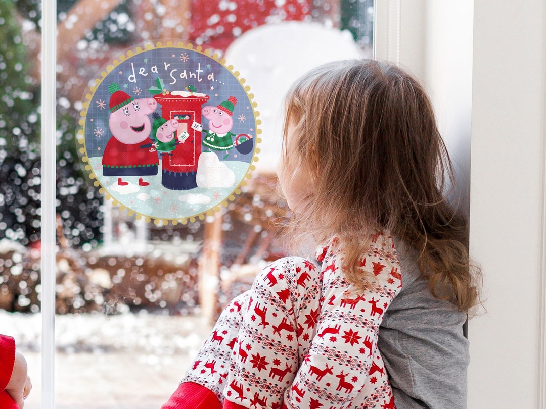 Peppa Christmas Postbox Window Sticker, Christmas Peppa Pig, Peppa Pig ...