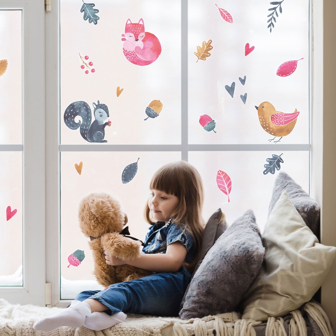 Autumn Woodland Window Sticker Pack, Autumn Window Stickers, Autumn ...