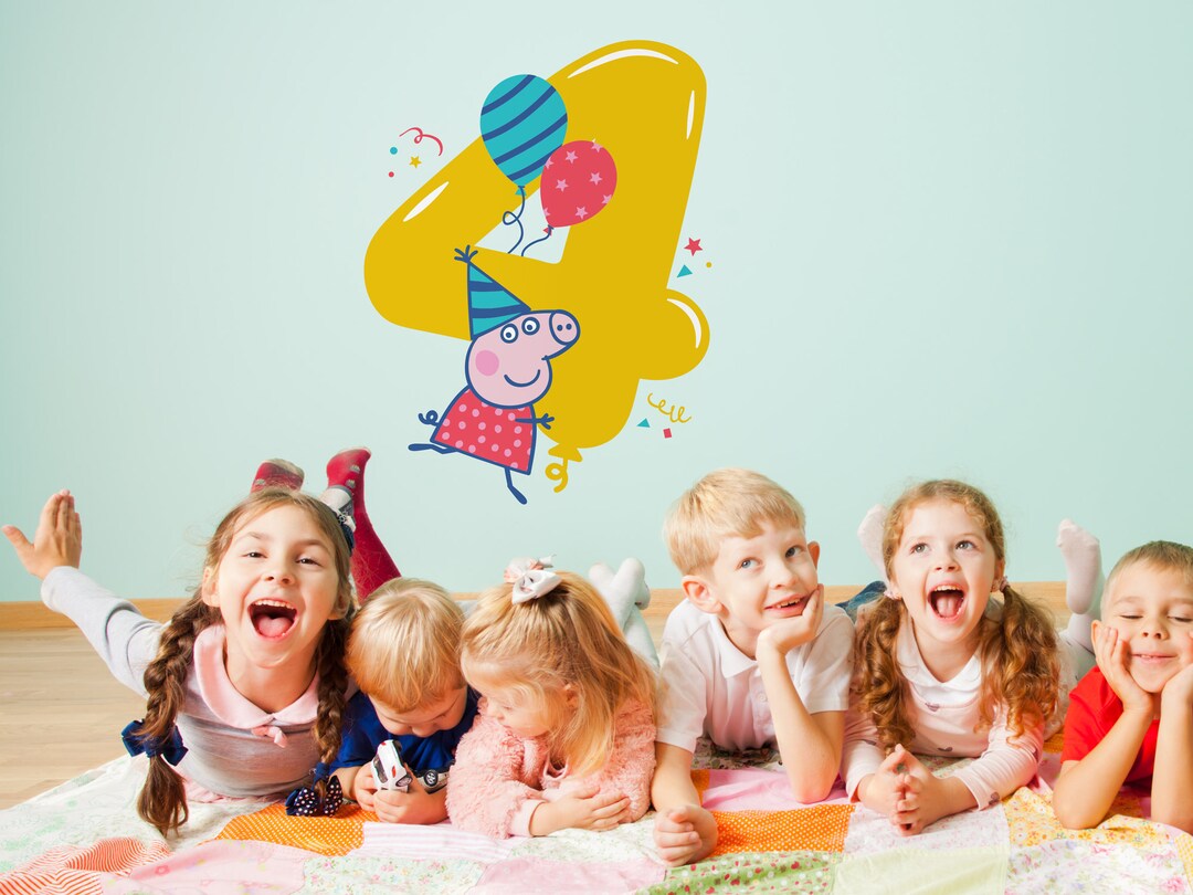 Peppa Pig Party Number Wall Sticker, Peppa Pig Wall Stickers, Peppa Pig ...