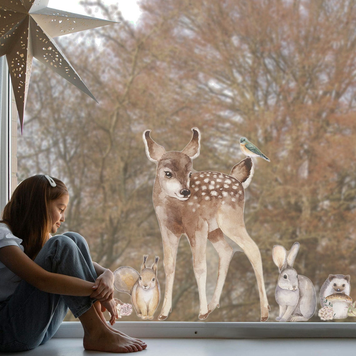 Woodland Animals Window Stickers Autumn Window Stickers - Etsy UK