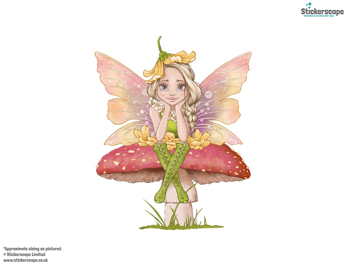 Toadstool Fairies Wall Sticker, Fairy Wall Decor, Fairy Wall Stickers ...