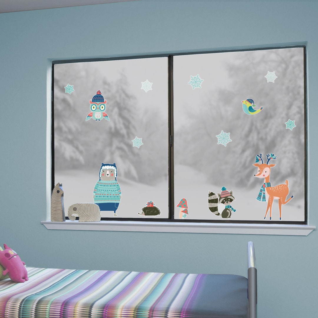 Winter Woodland Animal Window Stickers Christmas Window - Etsy