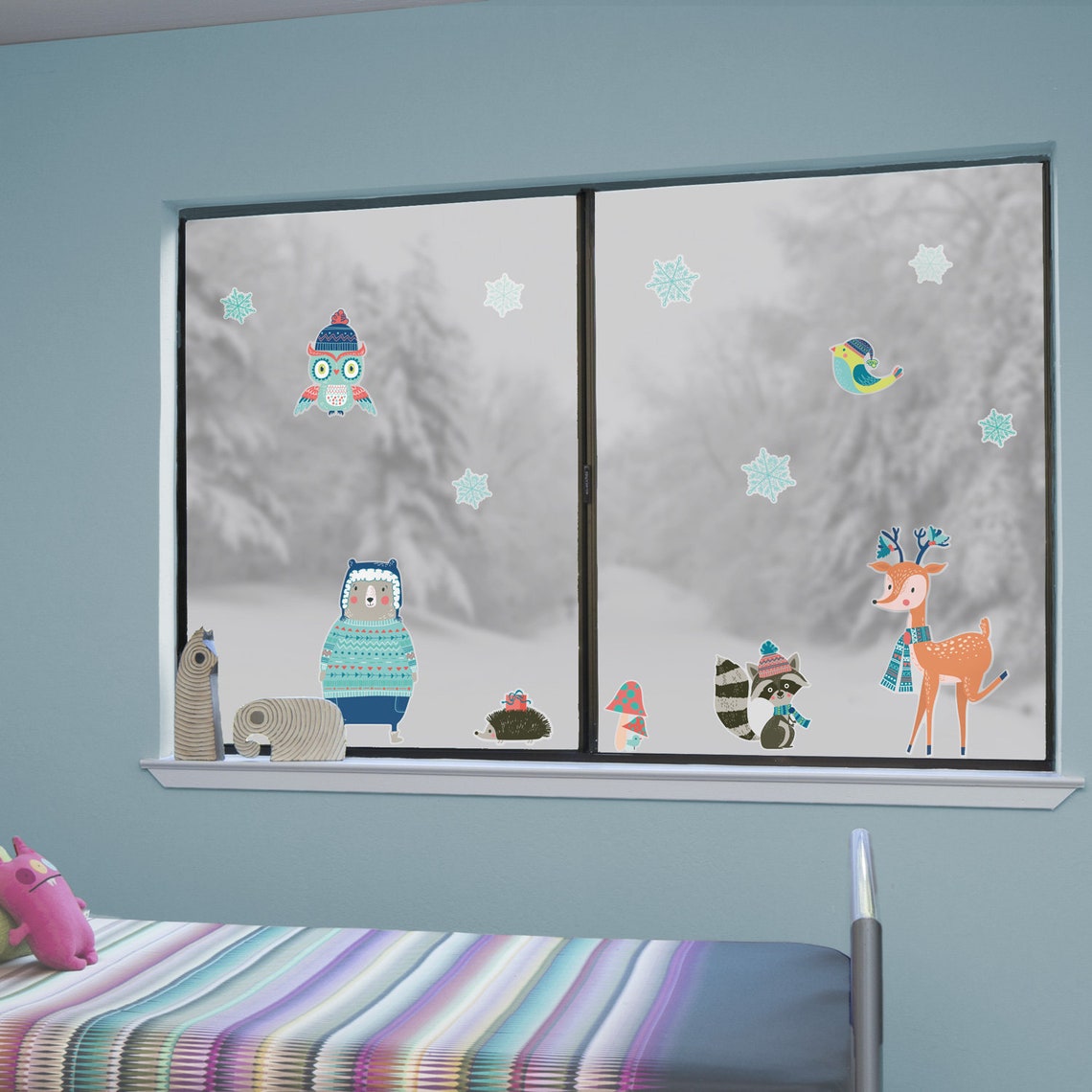 Winter Woodland Animal Window Stickers Christmas Window | Etsy UK