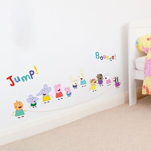 Peppa Pig and Friends Wall Sticker, Peppa Pig Skipping Rope Wall ...