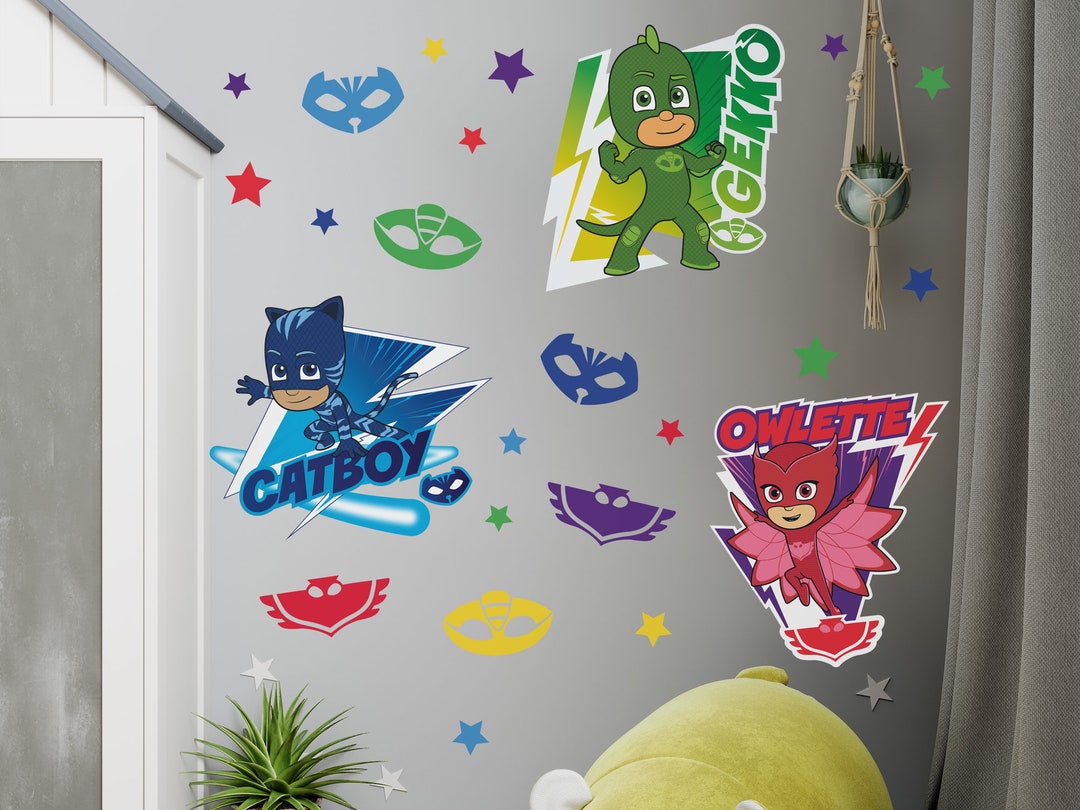 PJ Masks and Stars Wall Sticker, PJ Masks Wall Sticker, PJ Masks Wall ...