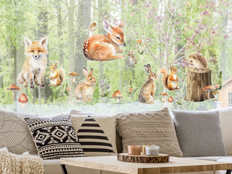 Woodland Animals Window Stickers, Woodland Window Stickers, Autumn ...