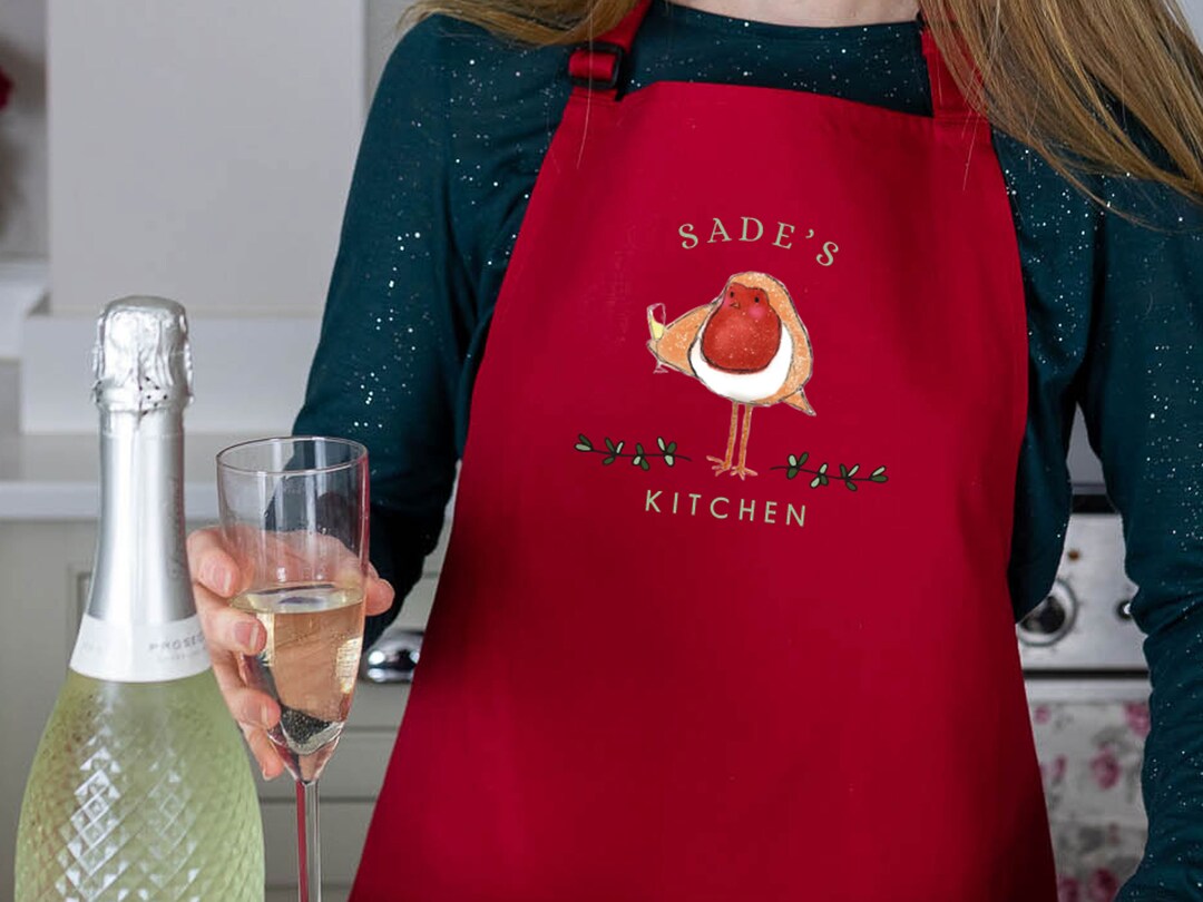 Personalised Christmas Robin Apron, Robin Christmas Apron for Women ...