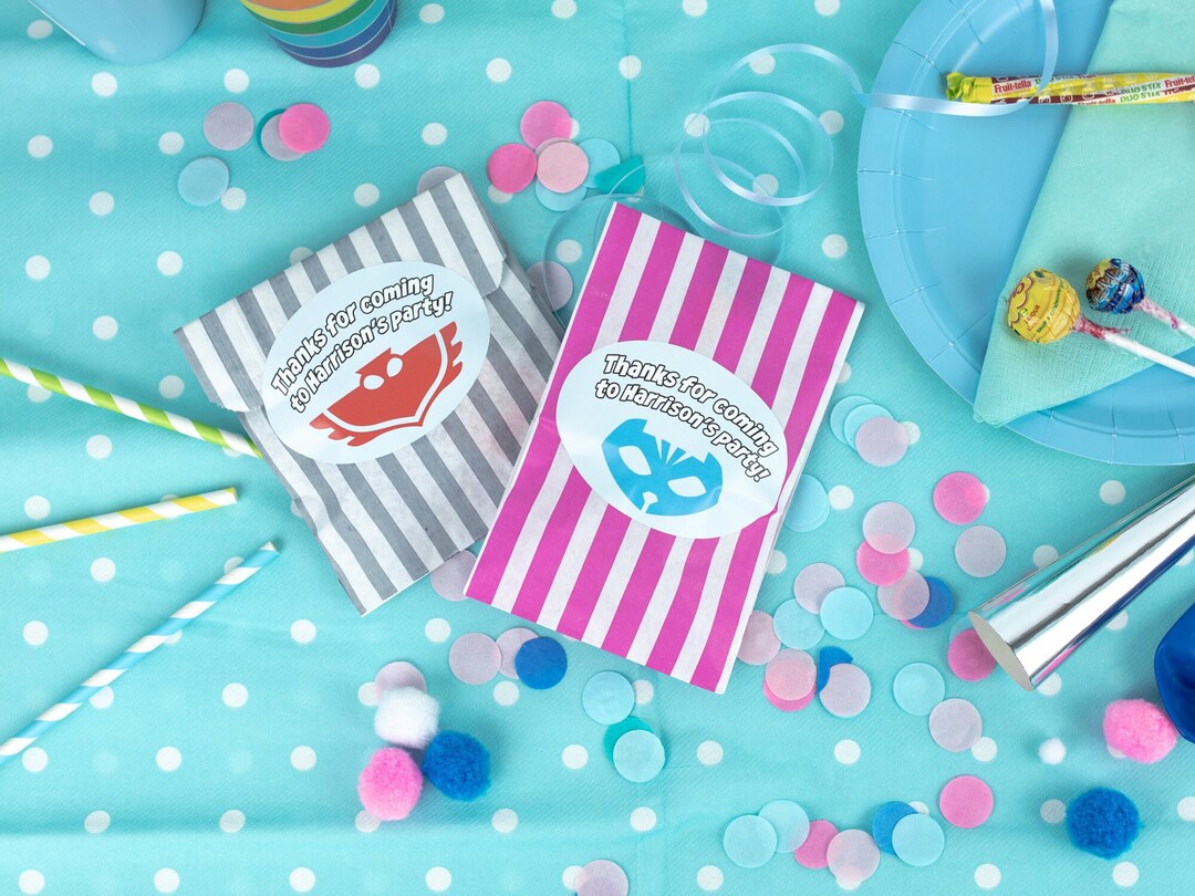 Personalised PJ Masks Party Label Pack, PJ Masks Birthday Party Labels ...