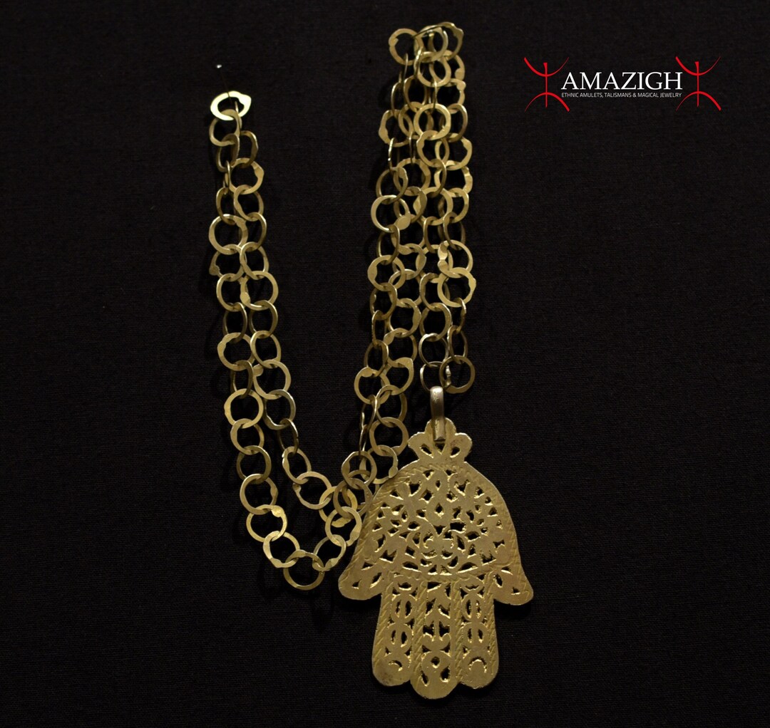 Old Hand of Fatima KHAMSA HAMESH Rihanna Chain Gilded Silver Tunisia - Etsy