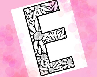 Letter Y Daisy Printable Coloring Page - Etsy