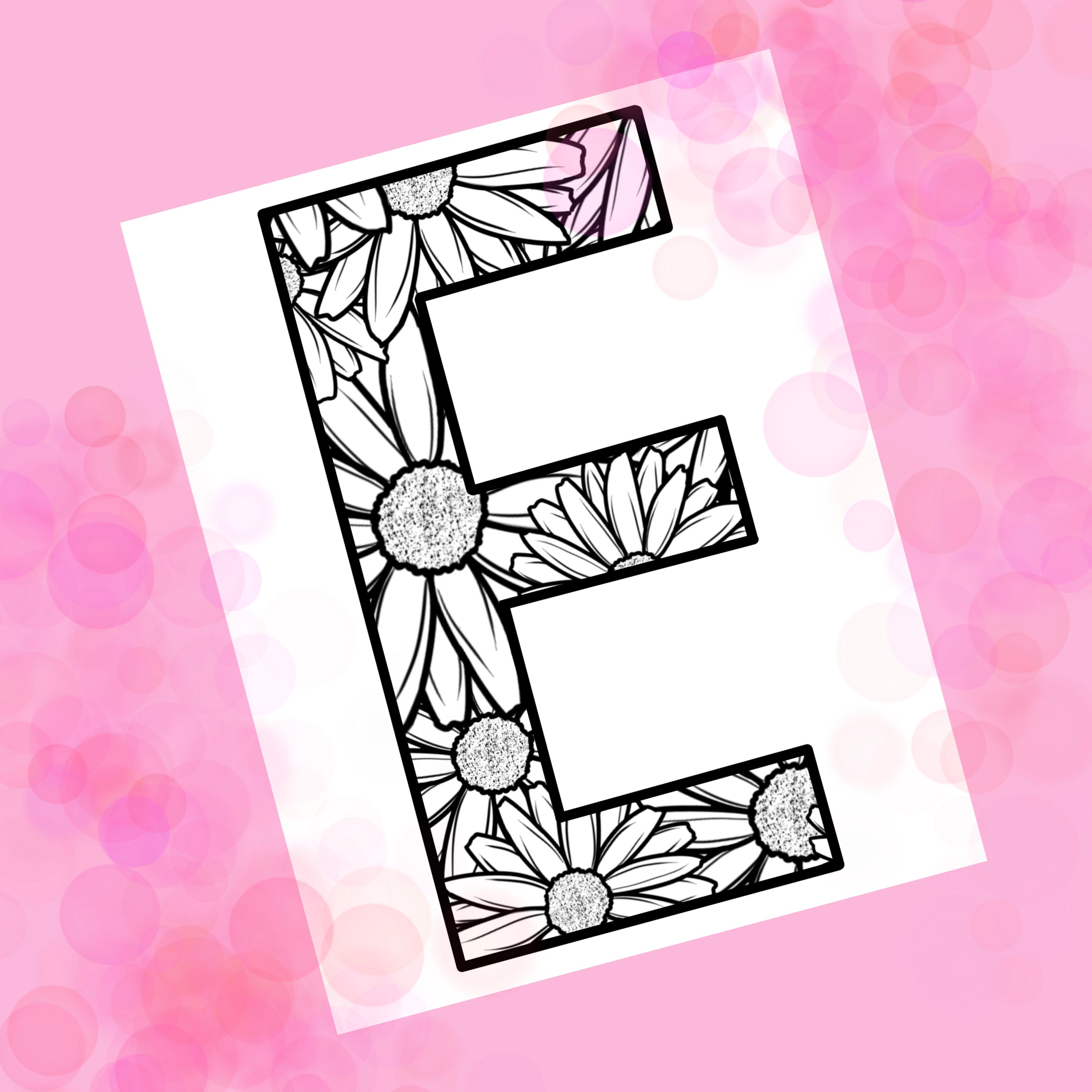 Letter E Daisy Printable Coloring Page - Etsy