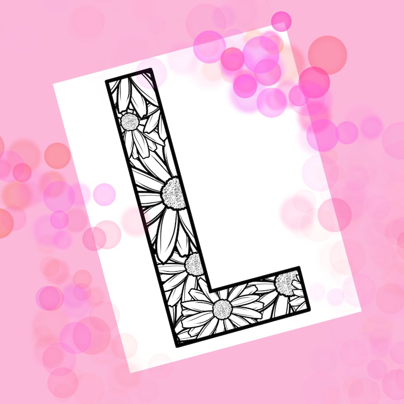 Letter L Daisy Printable Coloring Page - Etsy