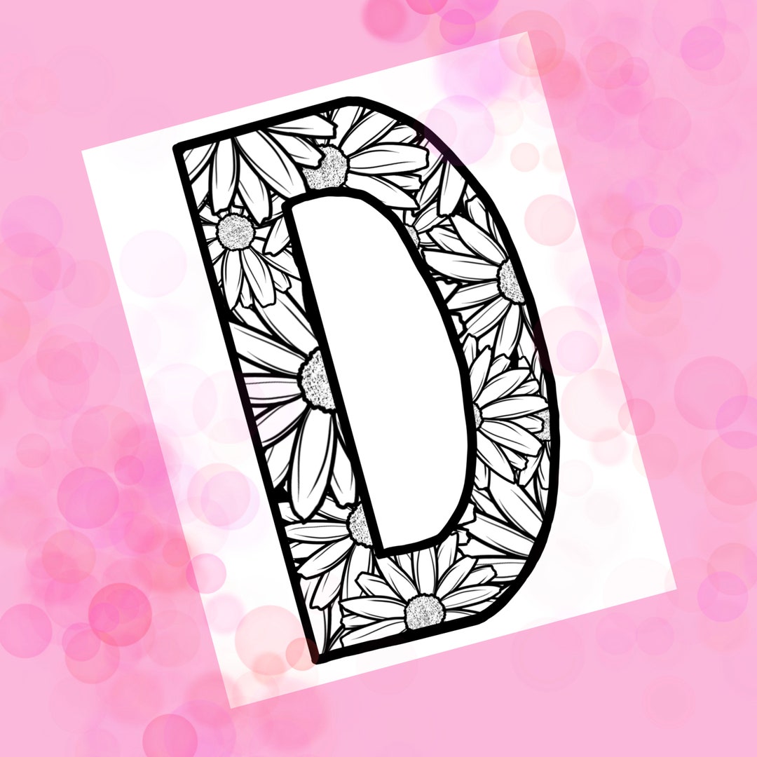 Letter D Daisy Printable Coloring Page - Etsy