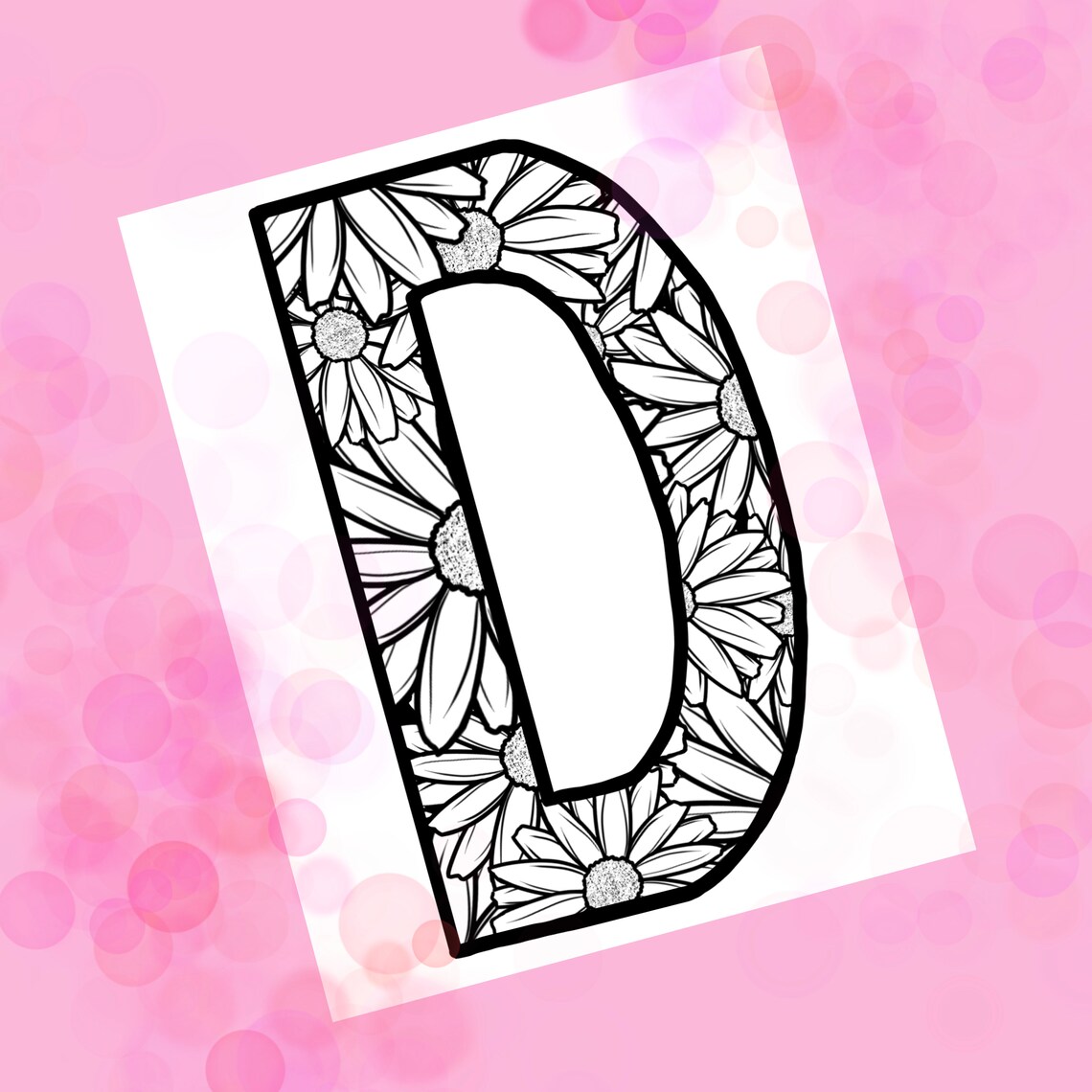 Letter D Daisy Printable Coloring Page - Etsy