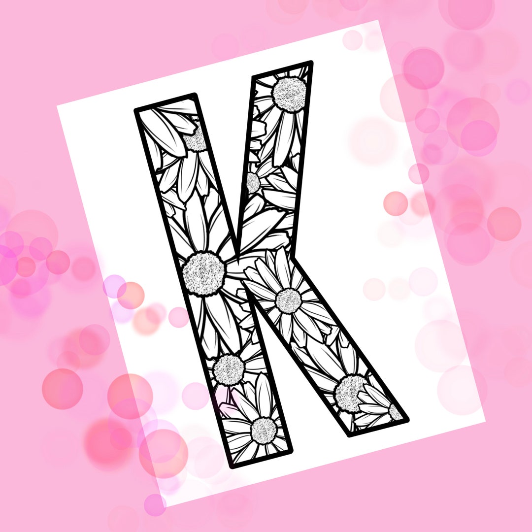 Letter K Daisy Printable Coloring Page - Etsy
