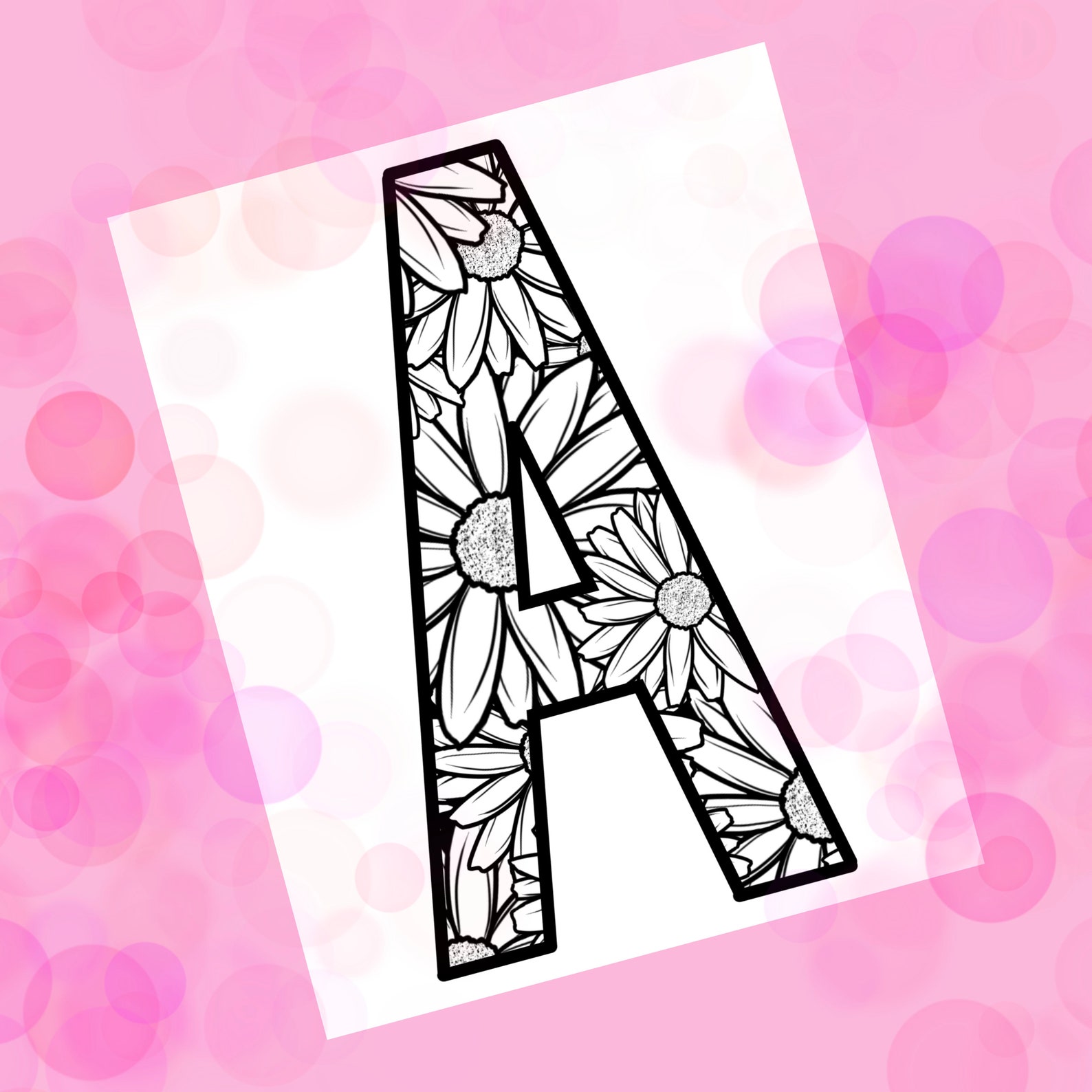 Letter A Daisy Printable Coloring Page - Etsy