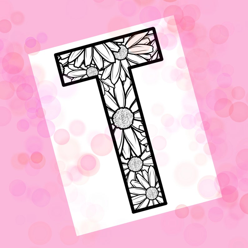 Letter T Daisy Printable Coloring Page - Etsy Canada