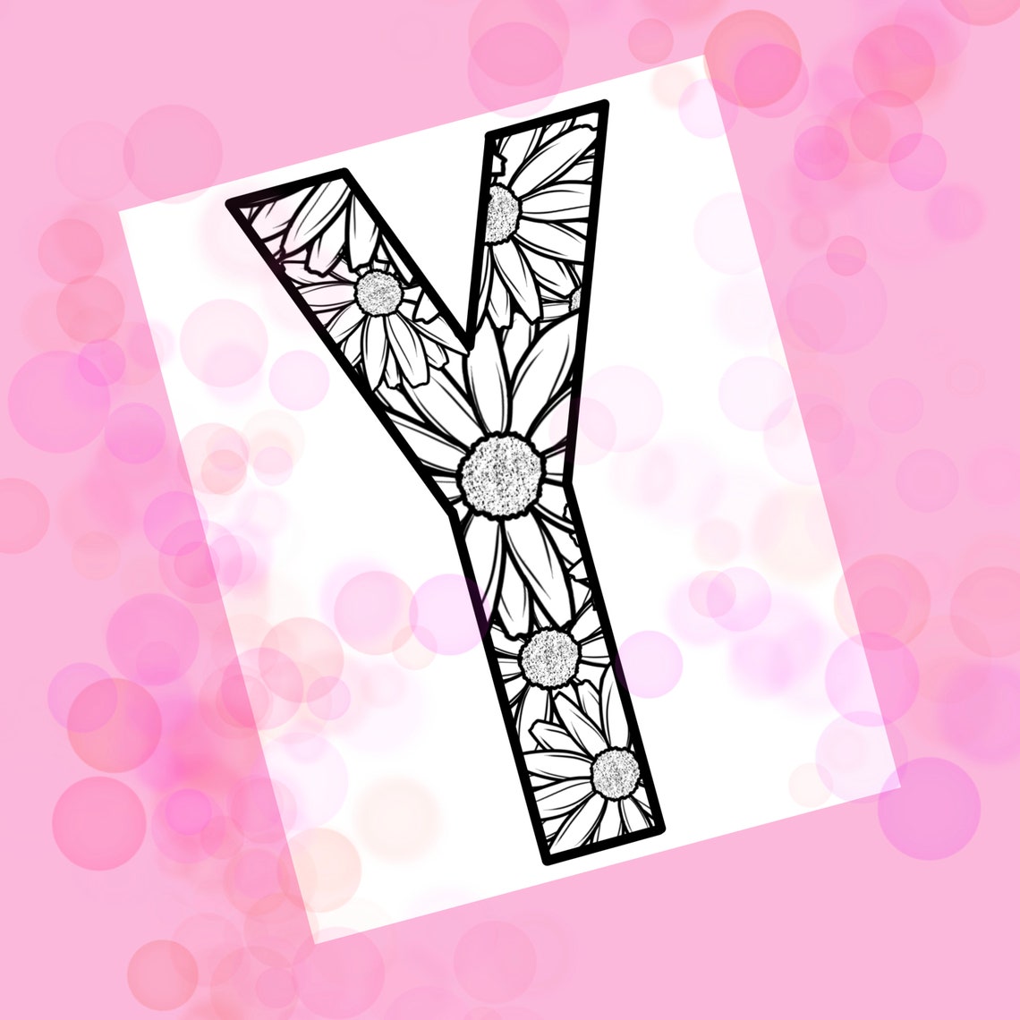 Letter Y Daisy Printable Coloring Page - Etsy