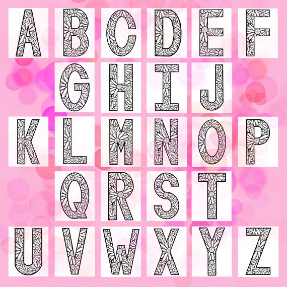 26 Letters Daisy Printable Coloring Pages | Etsy