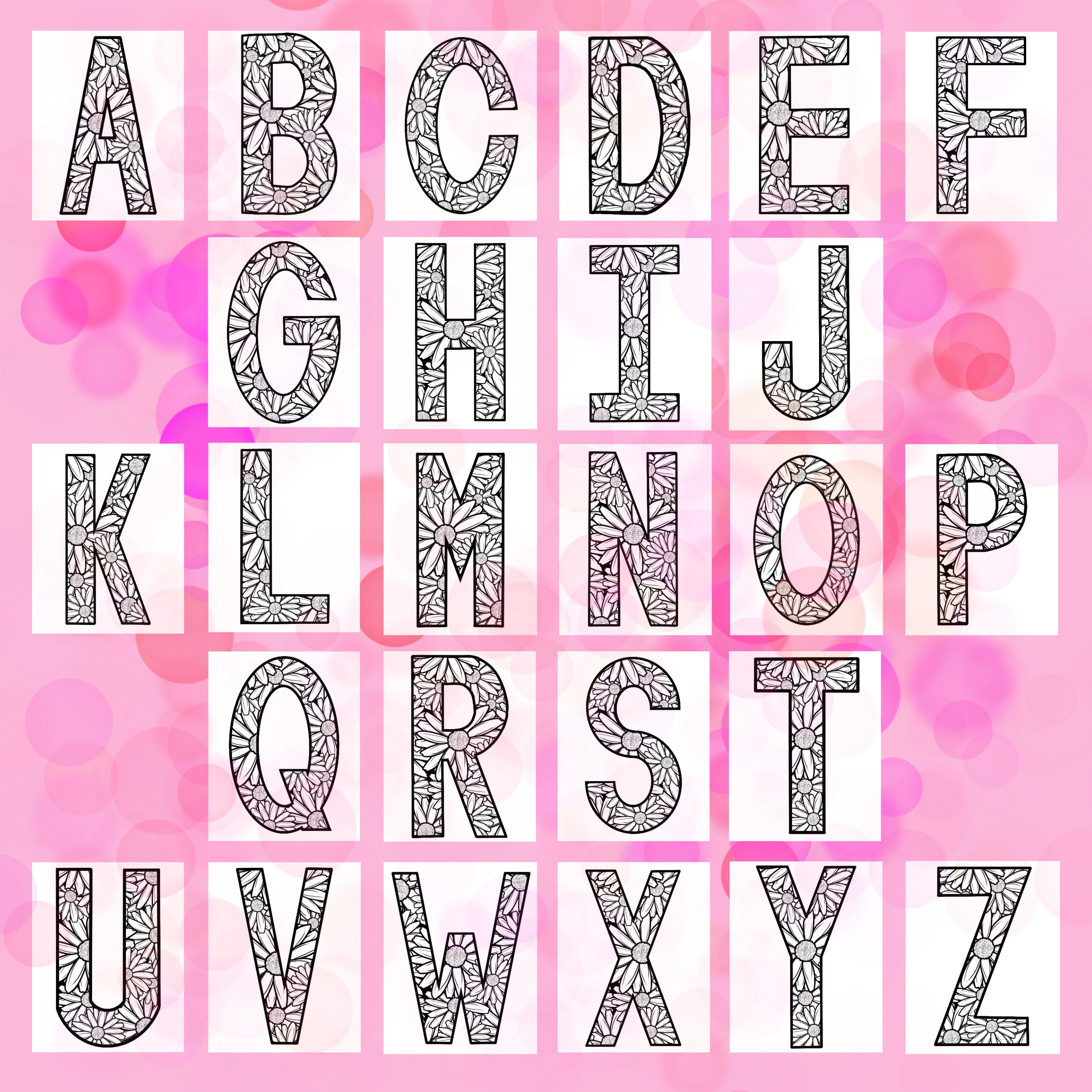 26 Letters Daisy Printable Coloring Pages - Etsy