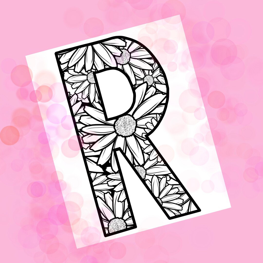 Letter R Daisy Printable Coloring Page - Etsy