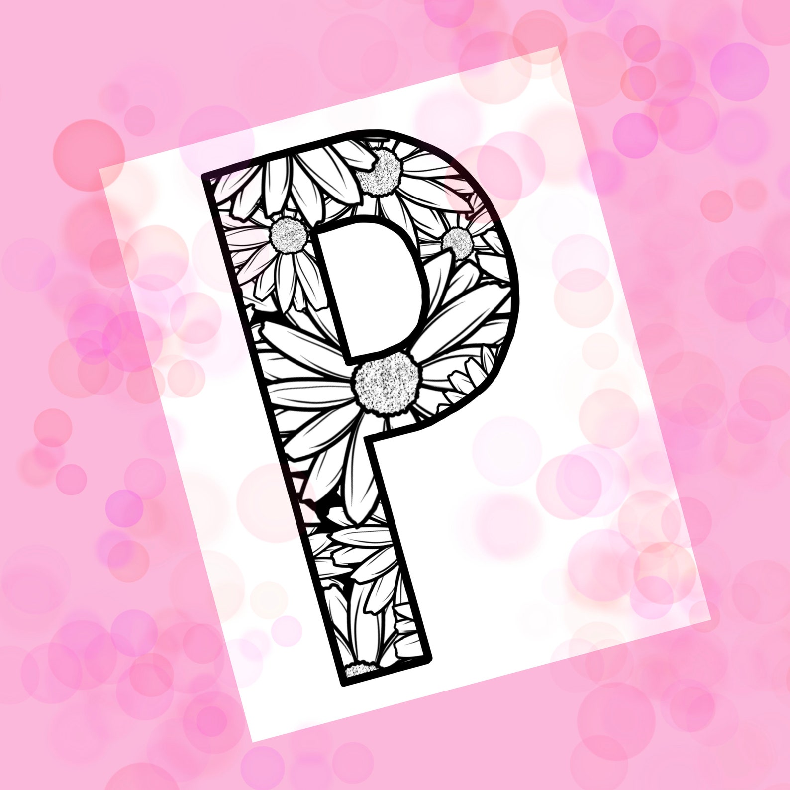 Letter P Daisy Printable Coloring Page - Etsy