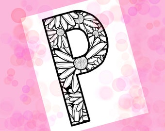 Letter A Daisy Printable Coloring Page | Etsy