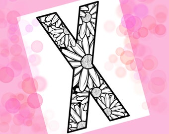 Letter J Daisy Printable Coloring Page - Etsy